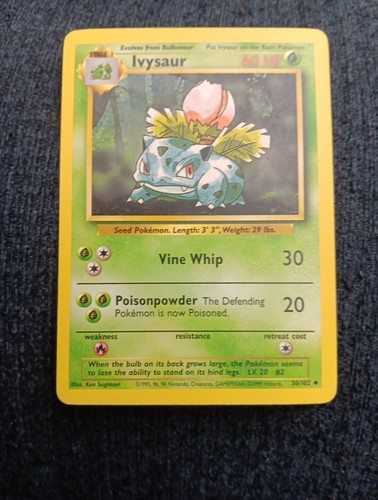 Ivysaur 30/102 Base Set Uncommon Pokemon Card Unlimited Edition 1999 ...