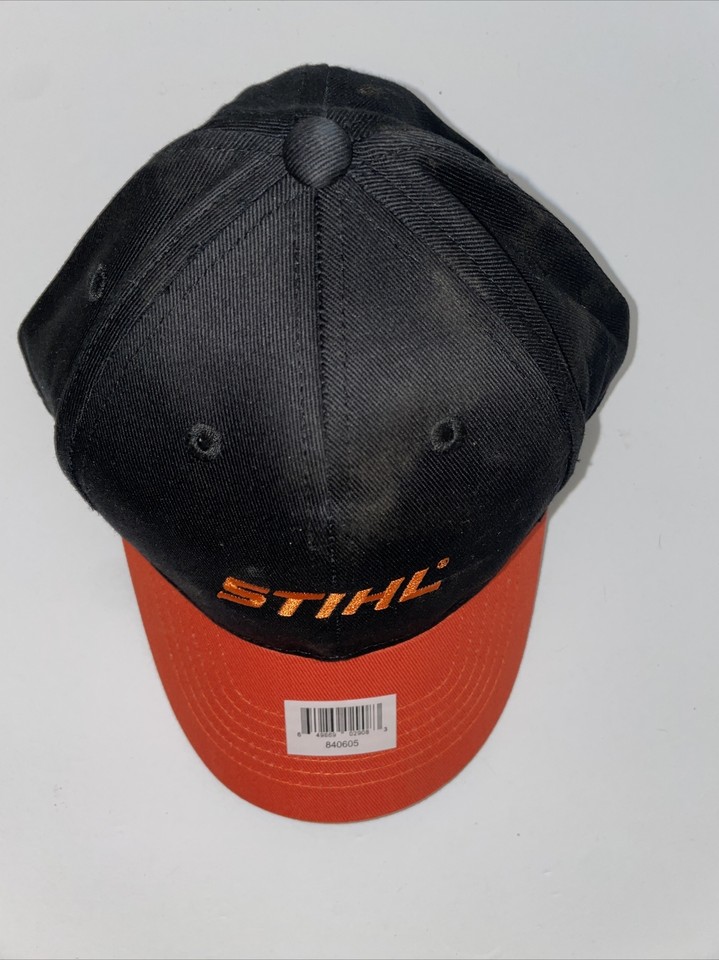 STIHL Official Apparel Orange Embroidered Logo Black Hat Snapback Cap ...