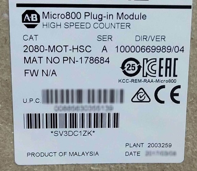 2023 Allen-Bradley 2080-MOT-HSC SER A Micro800 250KHz HSC Plug-In ...