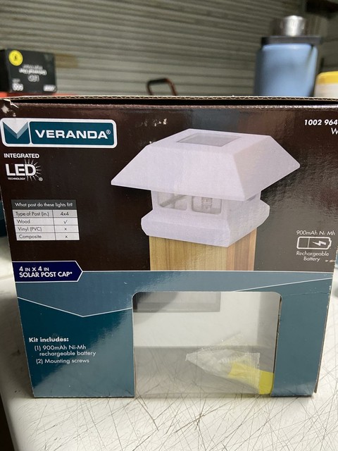 4 PC Veranda White Solar Rechargeable Post Cap LED Light for Deck or ...