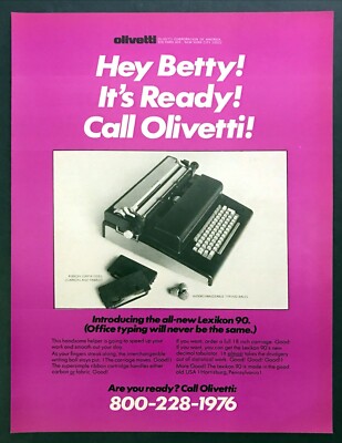 1976 Olivetti Lexicon 90 Typewriter photo "Easy Office Typing" vintage ...