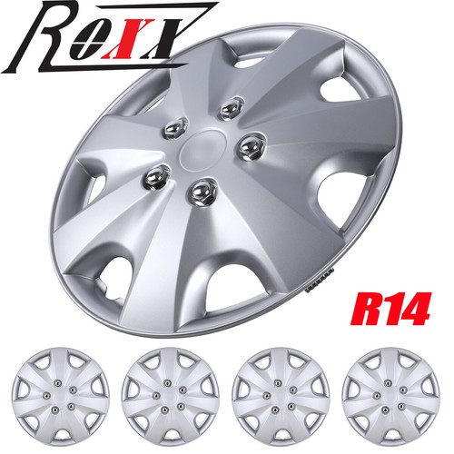 14" Set of 4 Silver Wheel Covers Snap On Full Hub Caps fit R14 Tire ...