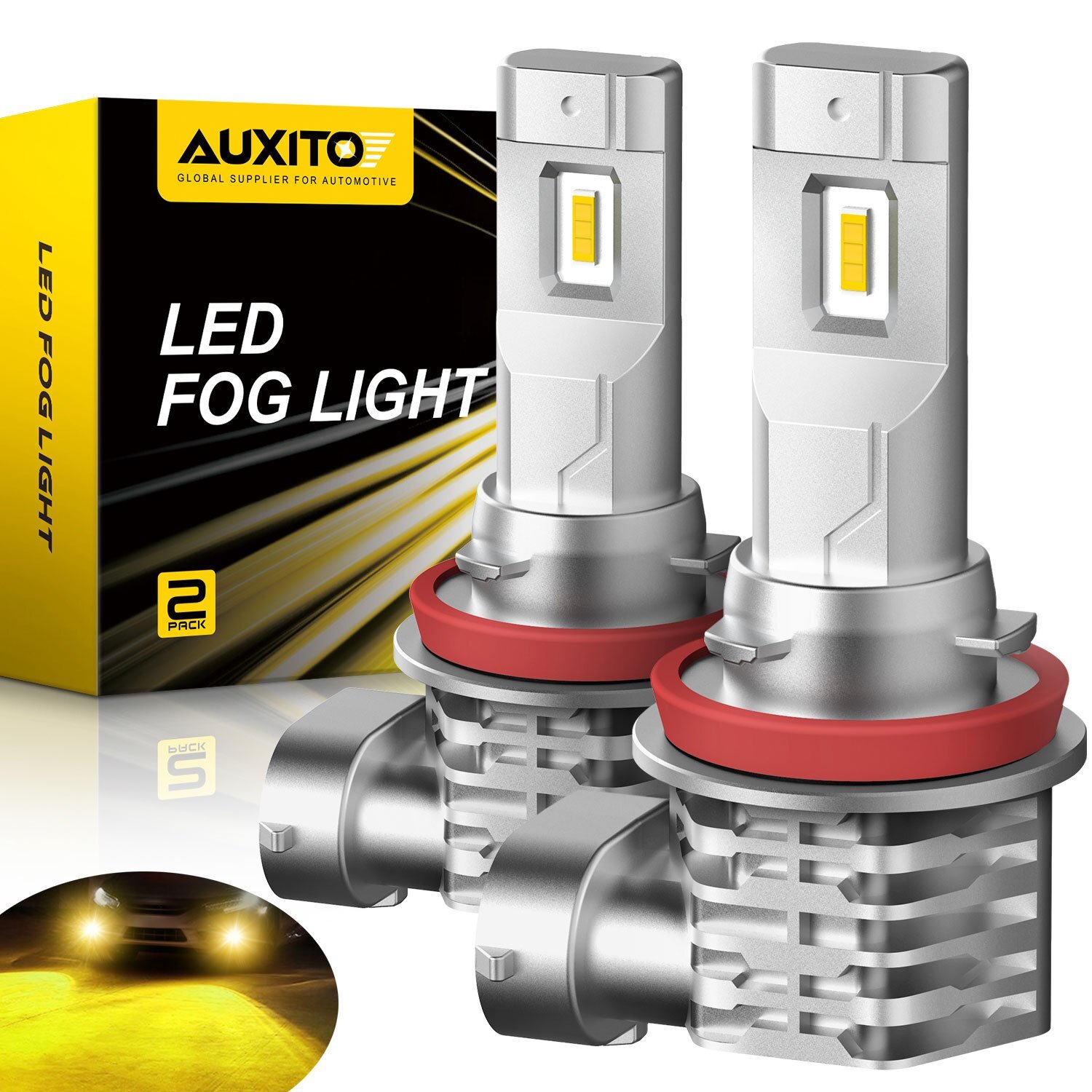 AUXITO LED H11 H8 H9 3000K Golden Yellow Fog Light Bulb Replacement ...