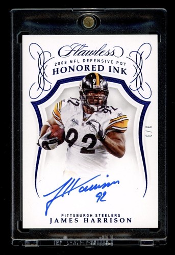 2019 Panini Flawless Honored Ink James Harrison 2008 DPOY Sapphire Auto ...