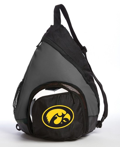 University of Iowa Sling Backpack Iowa Hawkeyes Bag with Soccer Ball or ...