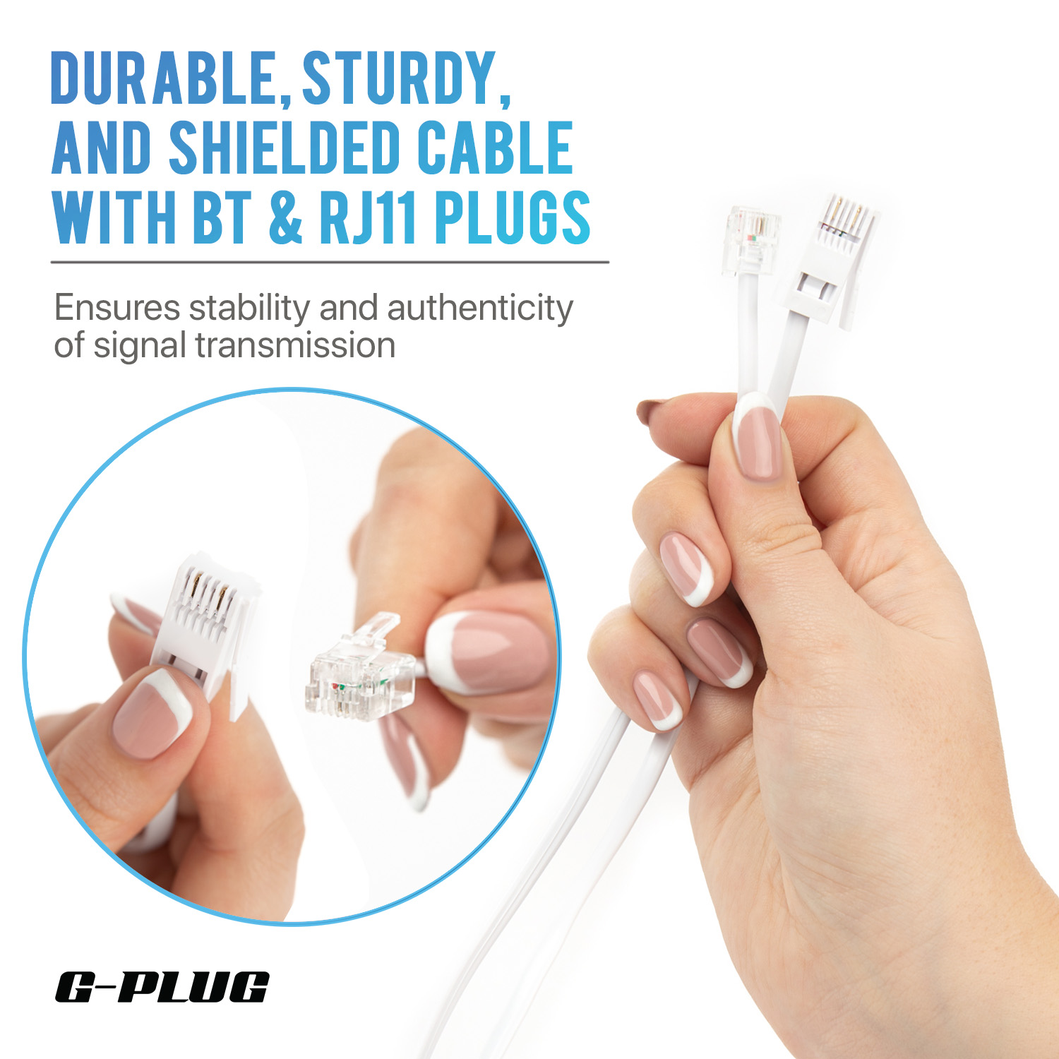 BT Telephone Cable to RJ11 ADSL Modem Male – 2 Wires 6P2C White ...