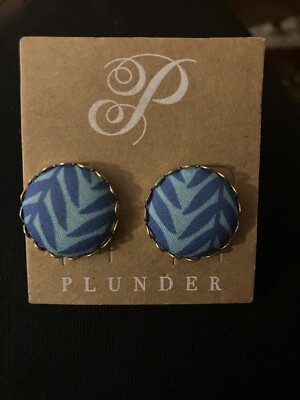 Plunder Regan Blue Patterned Fabric Stud Earrings | eBay