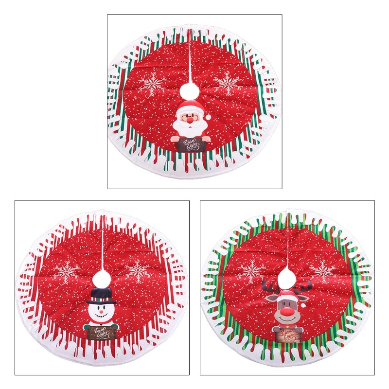 Christmas Tree Skirt Cartoon Santa Snowman Reindeer Plush Floor Carpet ...