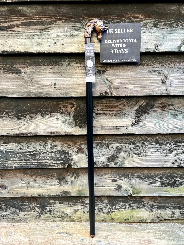 Horse Handle Elegant Sturdy Black Colour Foldable Wooden Walking Stick ...