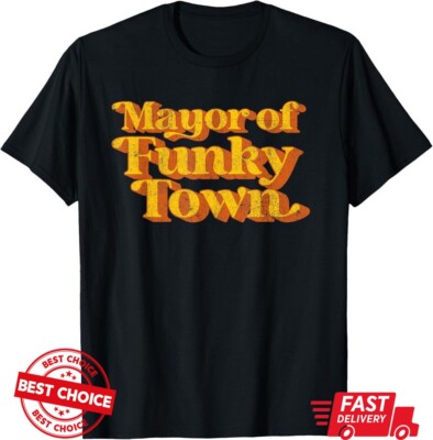 Mayor Of Funky Town Funny Vintage 70_s Disco Party Unisex Black T-Shirt ...