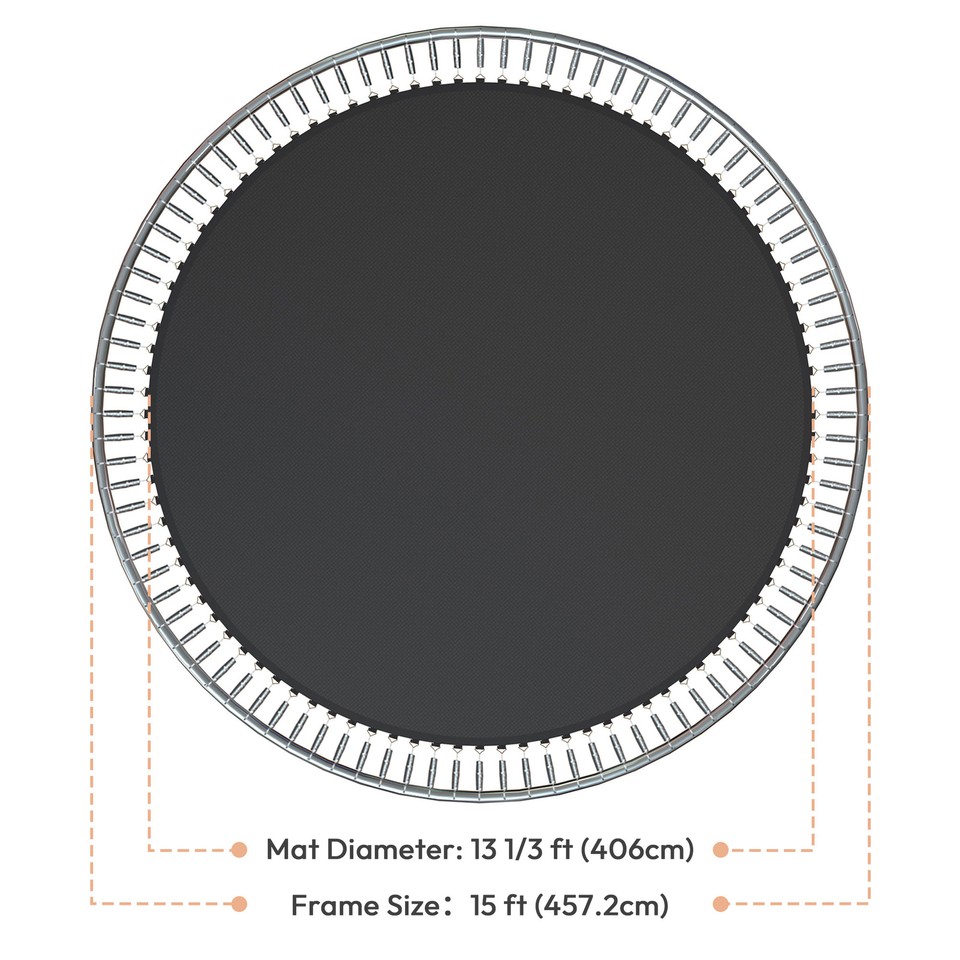 Trampoline Replacement Mat,Fits 15 ft Round Frame with 96 v-rings 8 Row ...