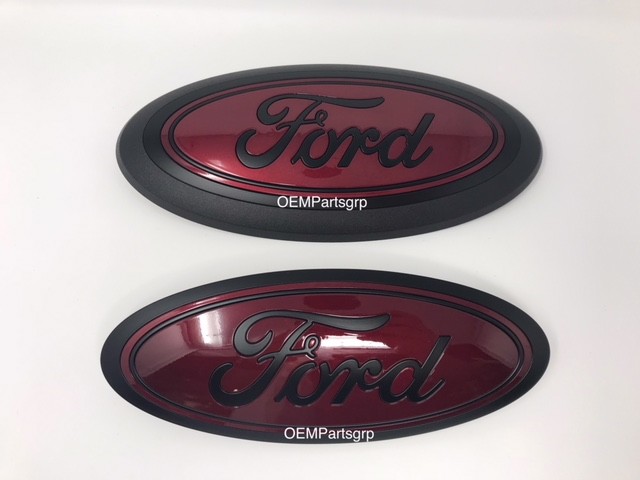 2015-2020 Ford F150 Custom Grille/Tailgate Emblem Set Flat Black/ Ruby ...