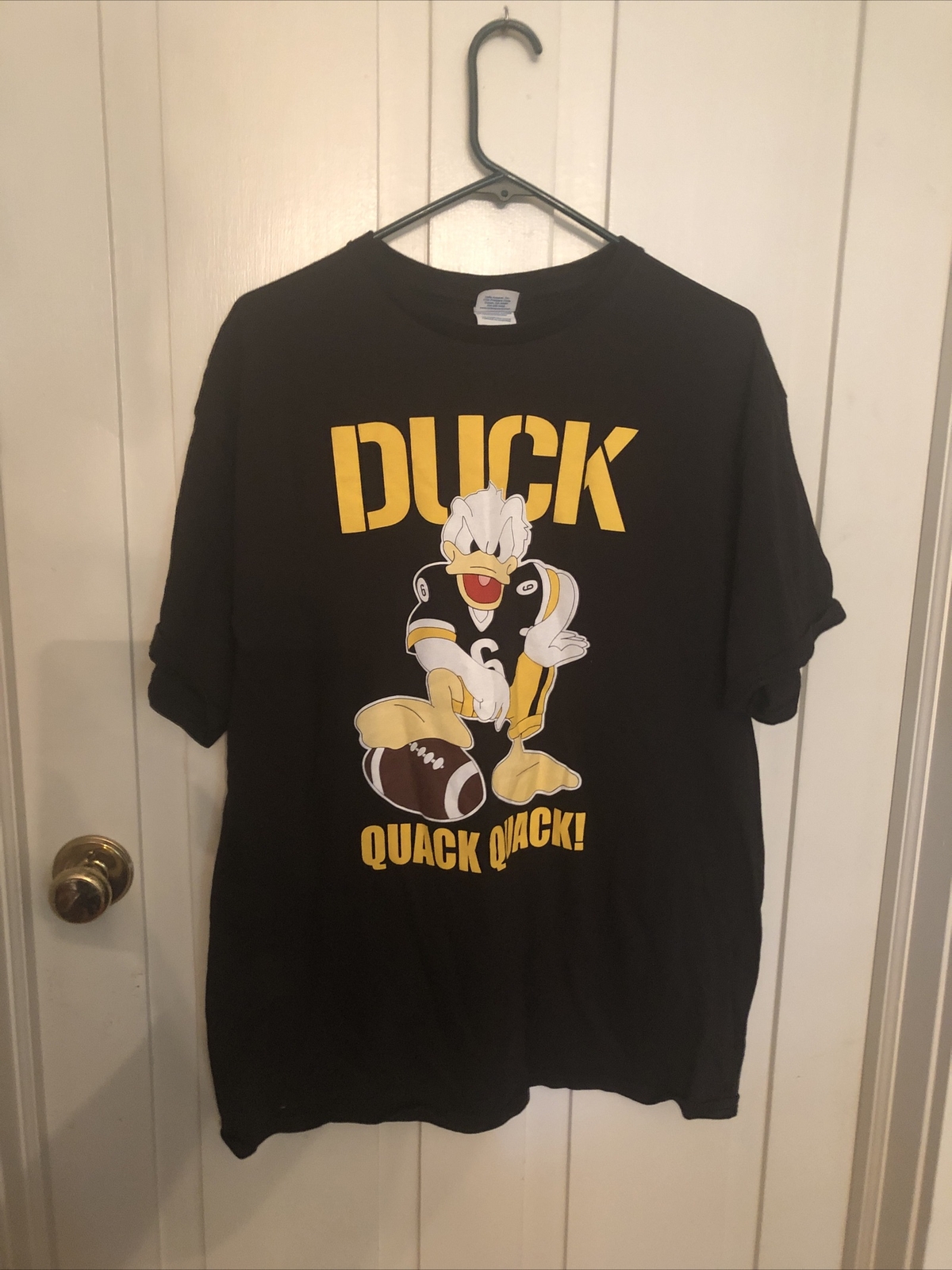 Donald Duck Football Quack Quack Black T Shirt Delta … - Gem
