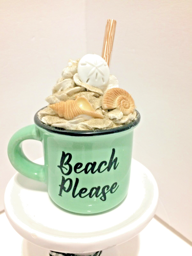 Cute BEACH Please ! Beach Themed Mini Mug Fake Bake Whipped Cream Mug ...