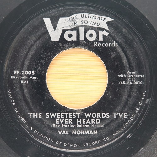 VAL NORMAN - THE SWEETEST WORDS I'VE EVER HEARD - JAZZ 45 VALOR RECORDS ...