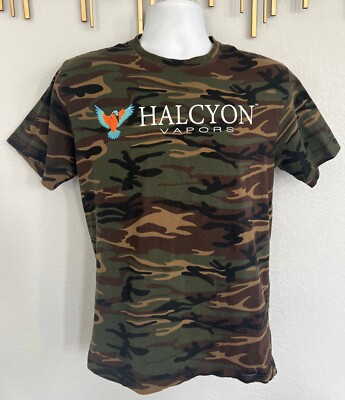 HALCYON VAPORS Camo T-SHIRT SZ M hipster Green RAVE 420 edc burning man ...