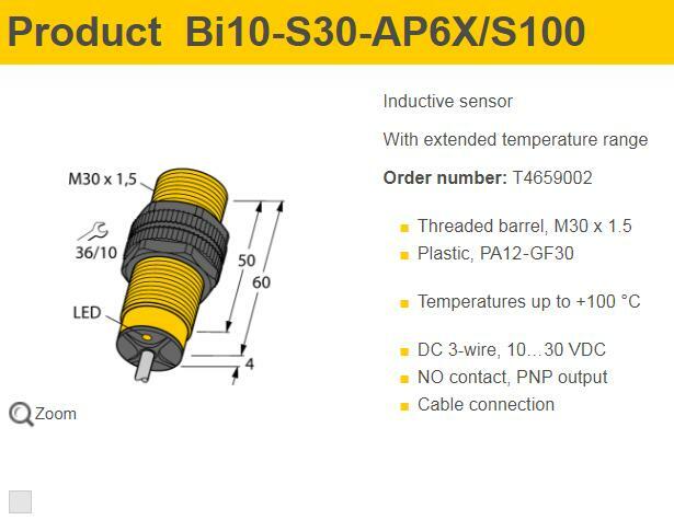 TURCK BI10-S30-AP6X/S100 4659002 Inductive sensor PNP.#K1995 | eBay