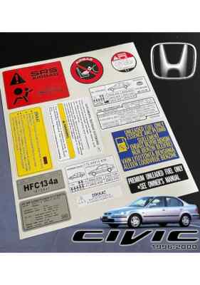 HONDA CİVİC 1996-2000 Decal Set Stickers For All Models Engines Best ...