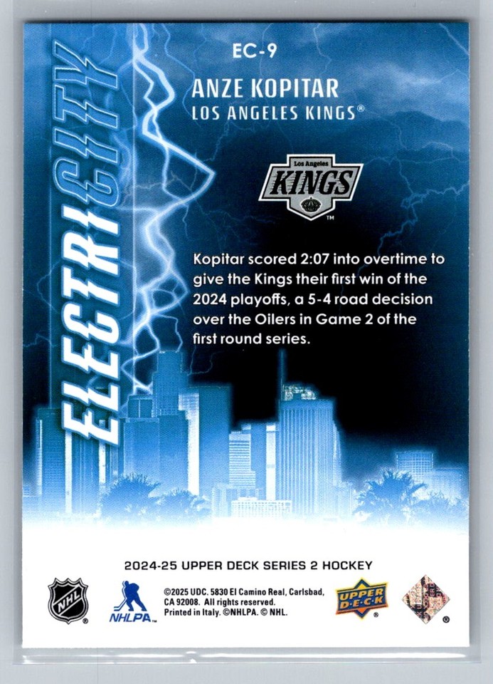 2024-25 Upper Deck ElectriCITY Anze Kopitar Los Angeles Kings #EC-9 | eBay