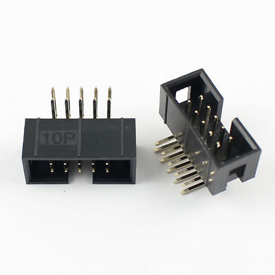 100Pcs 2.54mm 2x5 Pin 10 Pin Right Angle Male Shrouded IDC Box Header ...