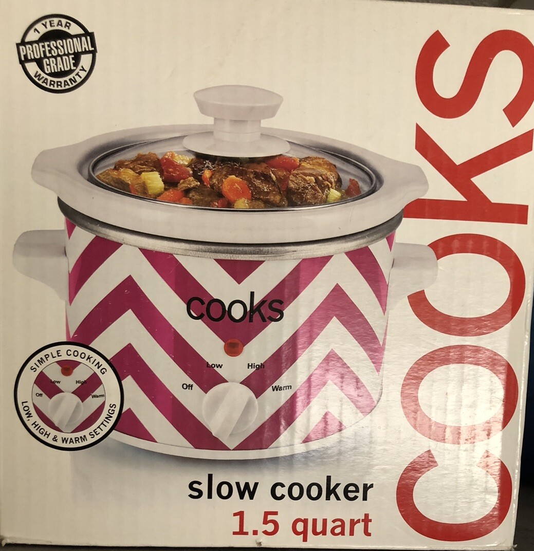 Cooks 1.5 Quart Slow Cooker -Brand New Stainless Steel STRIPED Crockpot ...
