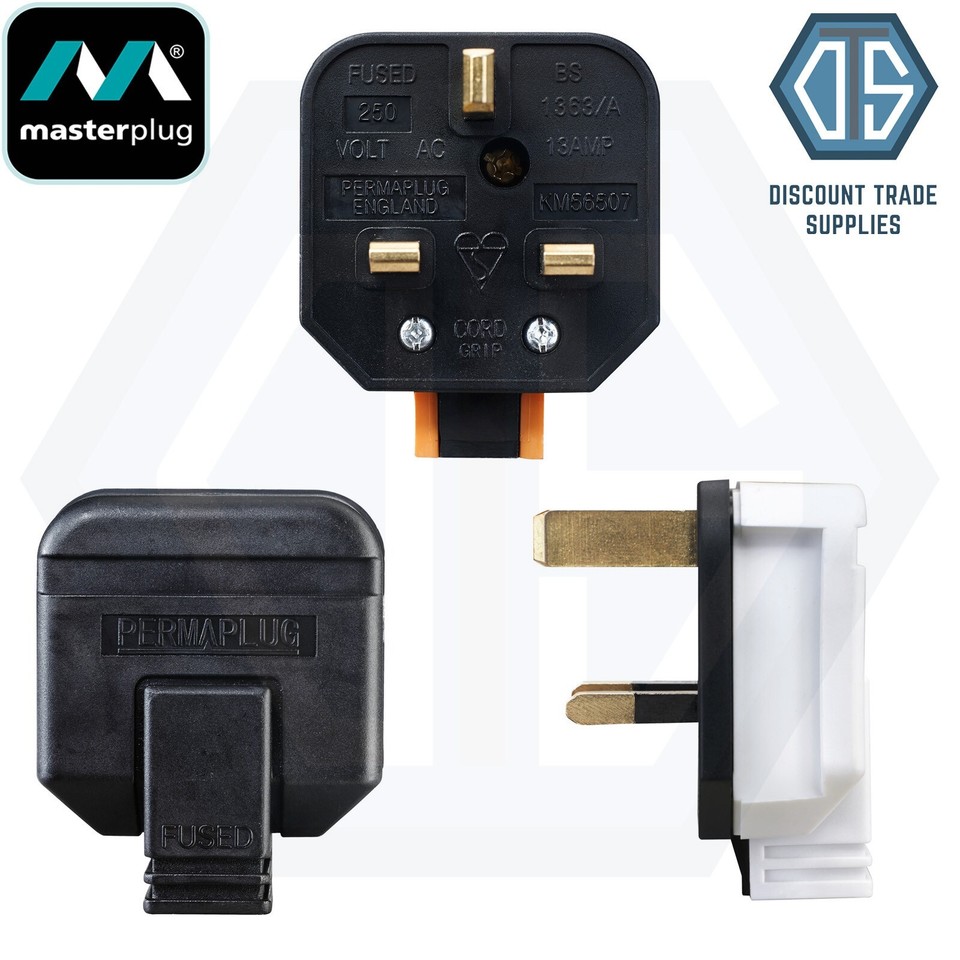 Rubber Plug Top Heavy Duty Permaplug 13 Amp Fused 3 Pin Plugs Black ...
