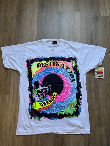 Vintage Neon T Shirt Skateboard “destination Unknown” 80s Deadstock ...