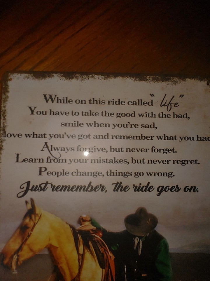 Aenaon Vintage Tin Signs While On This Ride Called Life Retro Cowboy ...
