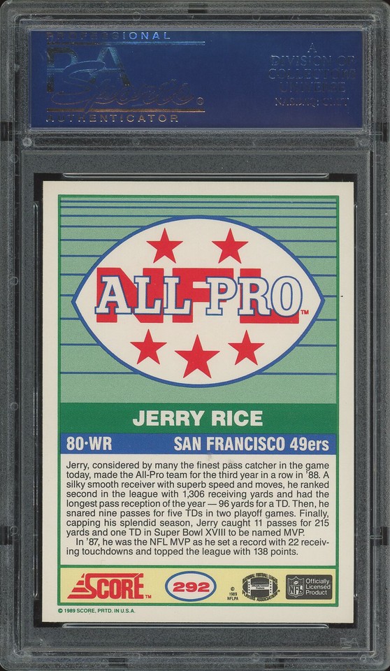 1989 Score #292 Jerry Rice (All-Pro) PSA 10 | eBay