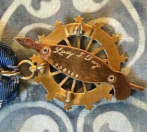 NSDAR DAR 14k Gold Vintage Insignia, On Ribbon With Ohio Ex-Regent Pin ...