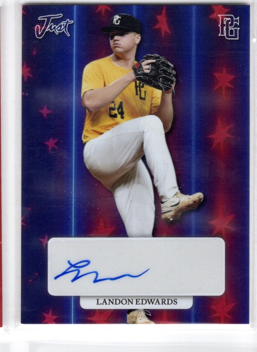 2022 Leaf Just Minors Perfect Game Landon Edwards Red Blue Stars Auto ...