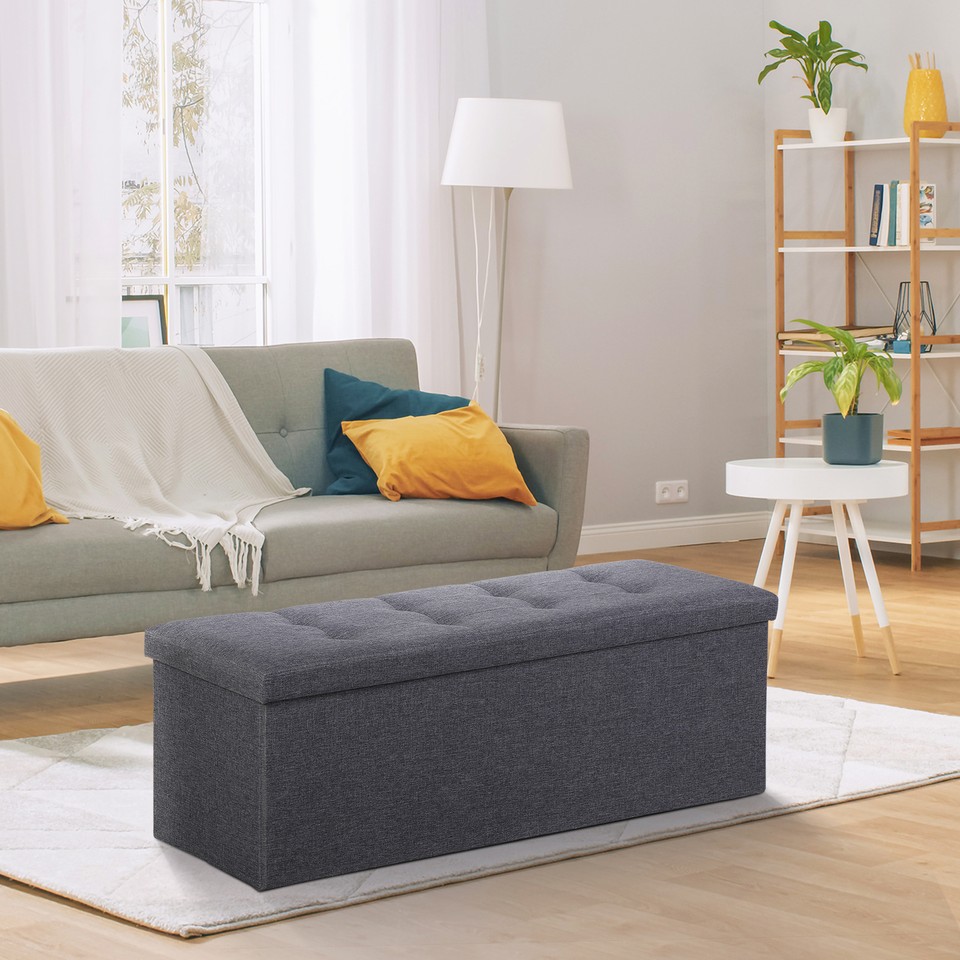 43" Folding Storage Ottoman Bench Foot Rest Storage Chest w/Divider for ...