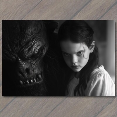 POSTCARD Girl Monster Weird Creepy Imaginary Friend Nightmare Scary ...