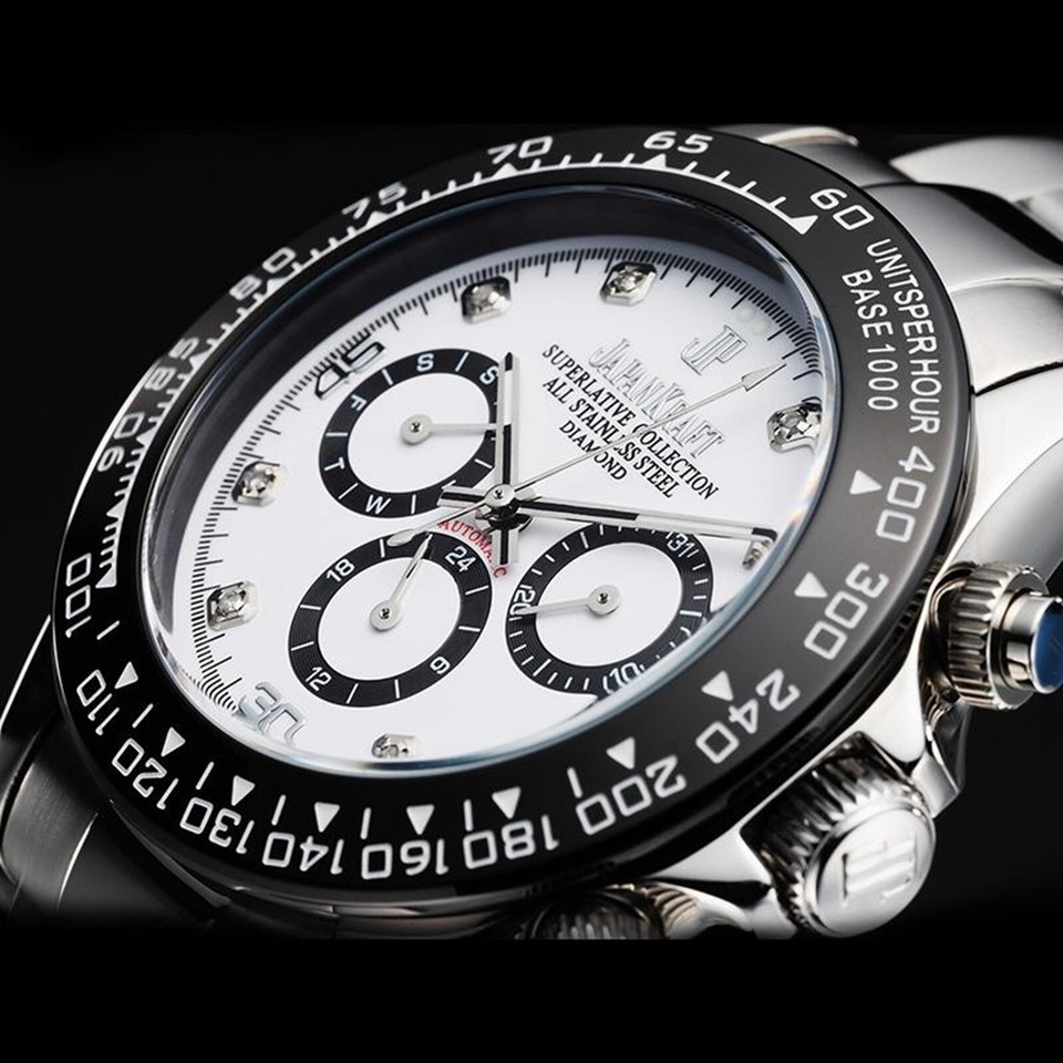 Japan Kraft automatic watch with 8 natural diamonds white panda ...