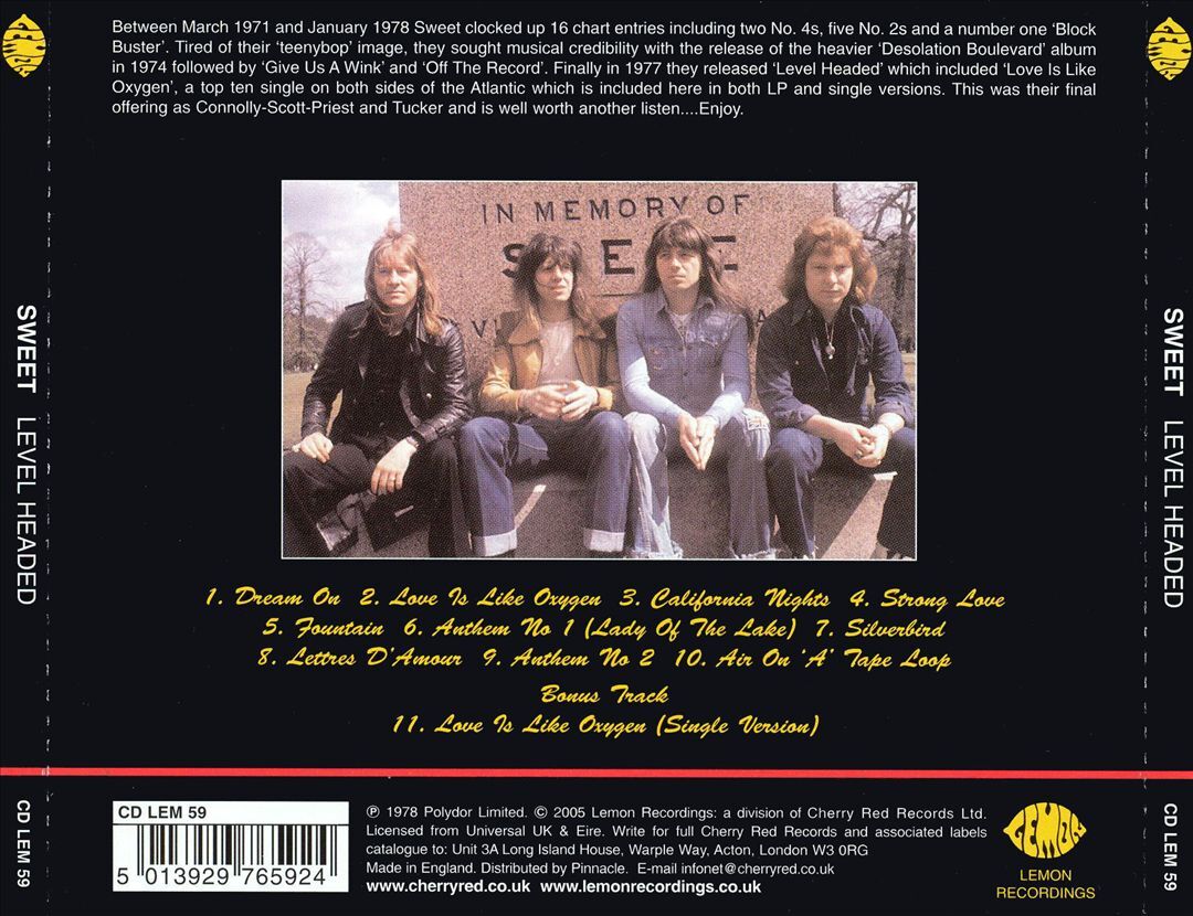 SWEET LEVEL HEADED [BONUS TRACK] NEW CD 5013929765924 | eBay