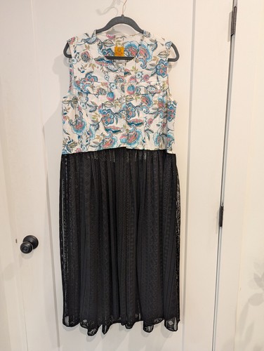 Ruby Road Ladies 14P Sleeveless Cotton Black Lace Duster Shiny Buttons ...