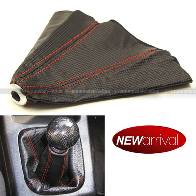 For Defender 4 Row Red Stitches Carbon Fiber Look Shift Knob Shifter ...