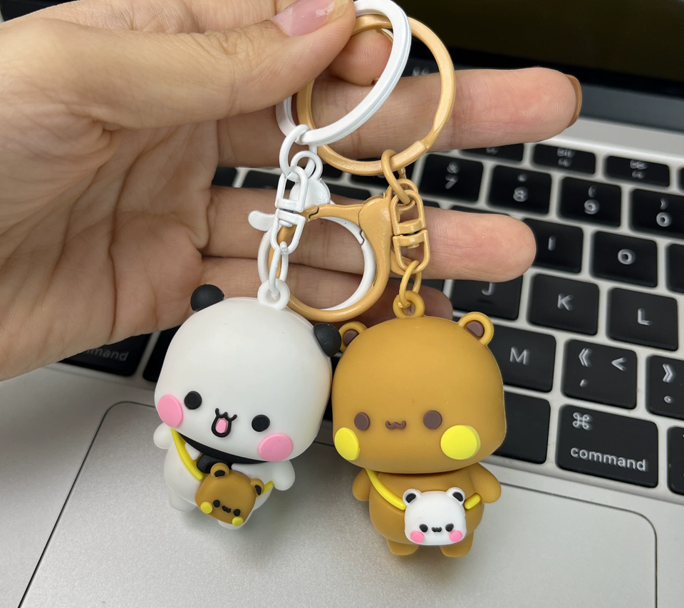 Cute Panda Bubu&Dudu A pair keychains Backpack Pendant Key Rings Couple ...