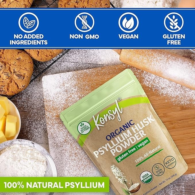 Organic Psyllium Husk Powder - Perfect for Vegan Baking - USDA ...