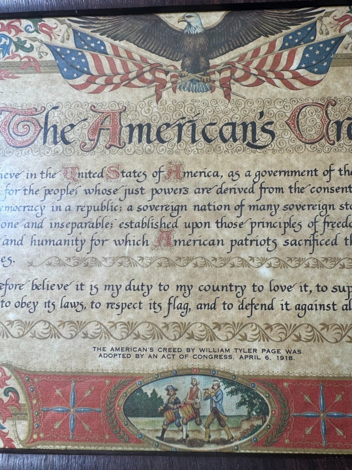 Antique William Tyler Page "The American's Creed" Color Print - Framed ...