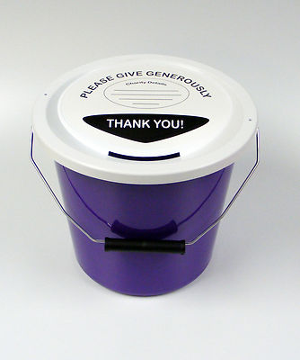 3 Charity Fundraising Money Collection Buckets With Lids, Labels&Ties ...