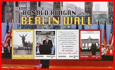 Ghana 2014 BERLIN WALL FALL ANNIV. M/S MNH USA PRES.RONALD REAGAN ...