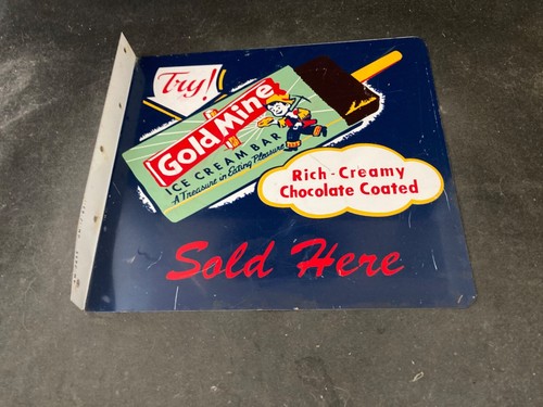 Vintage GOLD MINE ICE CREAM BAR FLANGE SIGN Rare Old Advertising | eBay