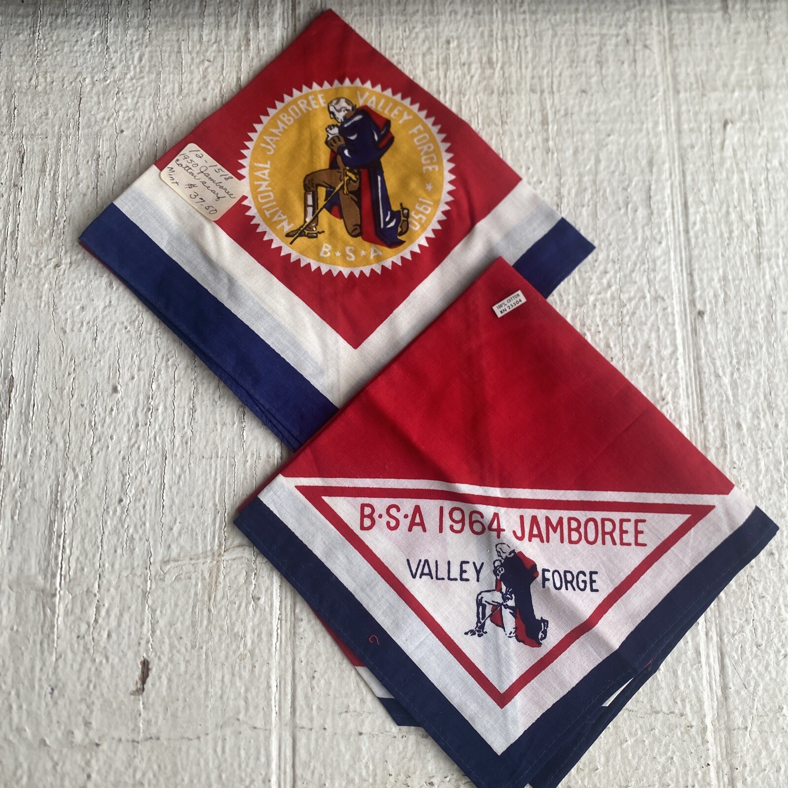 (2) 1950 Valley Forge Boy Scouts of America BSA National Jamboree Neck ...