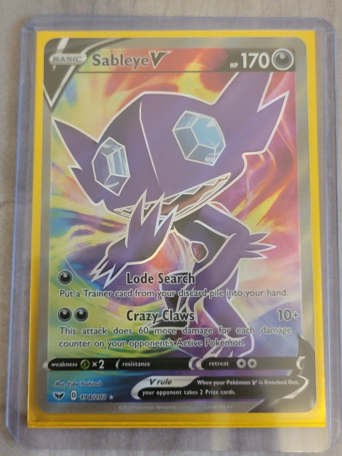 Pokémon TCG Sableye V Sword & Shield Base Set 194/202 Holo Full Art | eBay
