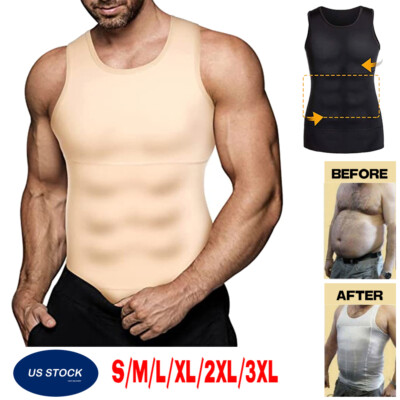 Men's Slimming Body Shaper Underwear Corset Compression Vest Singlet ...