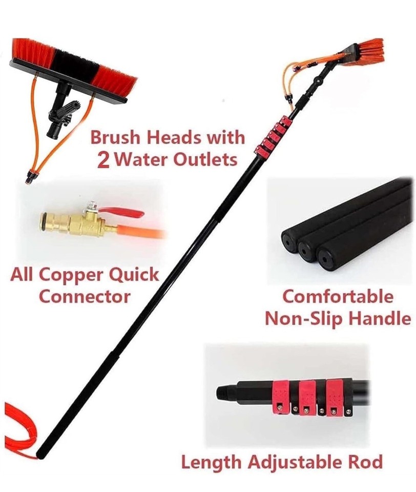 REDUCED: Water Fed Pole Kit With Brush, Hose, Adapters 18 FT ...
