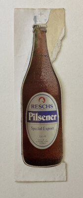 1970s/80s RESCHS PILSENER BOTTLE BEER VINTAGE ADVERTISING STICKER GREAT ...