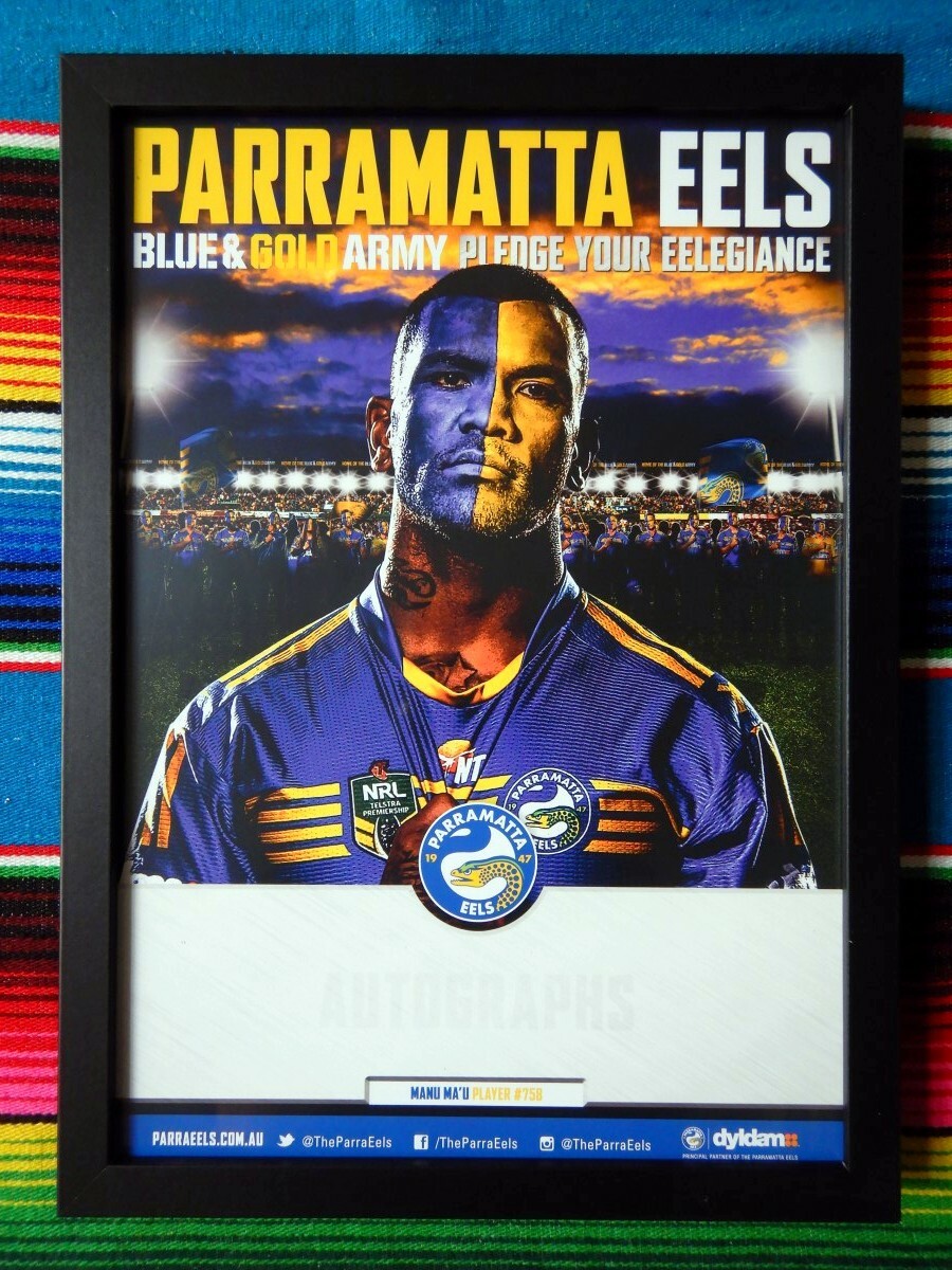 Framed 2016 PARRAMATTA EELS NRL Poster MANU MA'U - 45cm x 32cm x 3cm | eBay