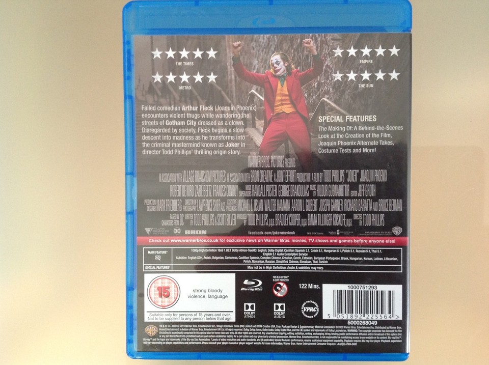 JOKER BLU-RAY - JOAQUIN PHOENIX / ROBERT DE NIRO - VERY GOOD CONDITION ...